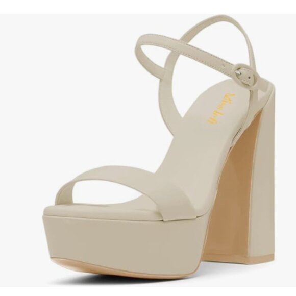 miss left | Shoes | Miss Left Creamy Thick Platform Ankle Strap Sandals ...